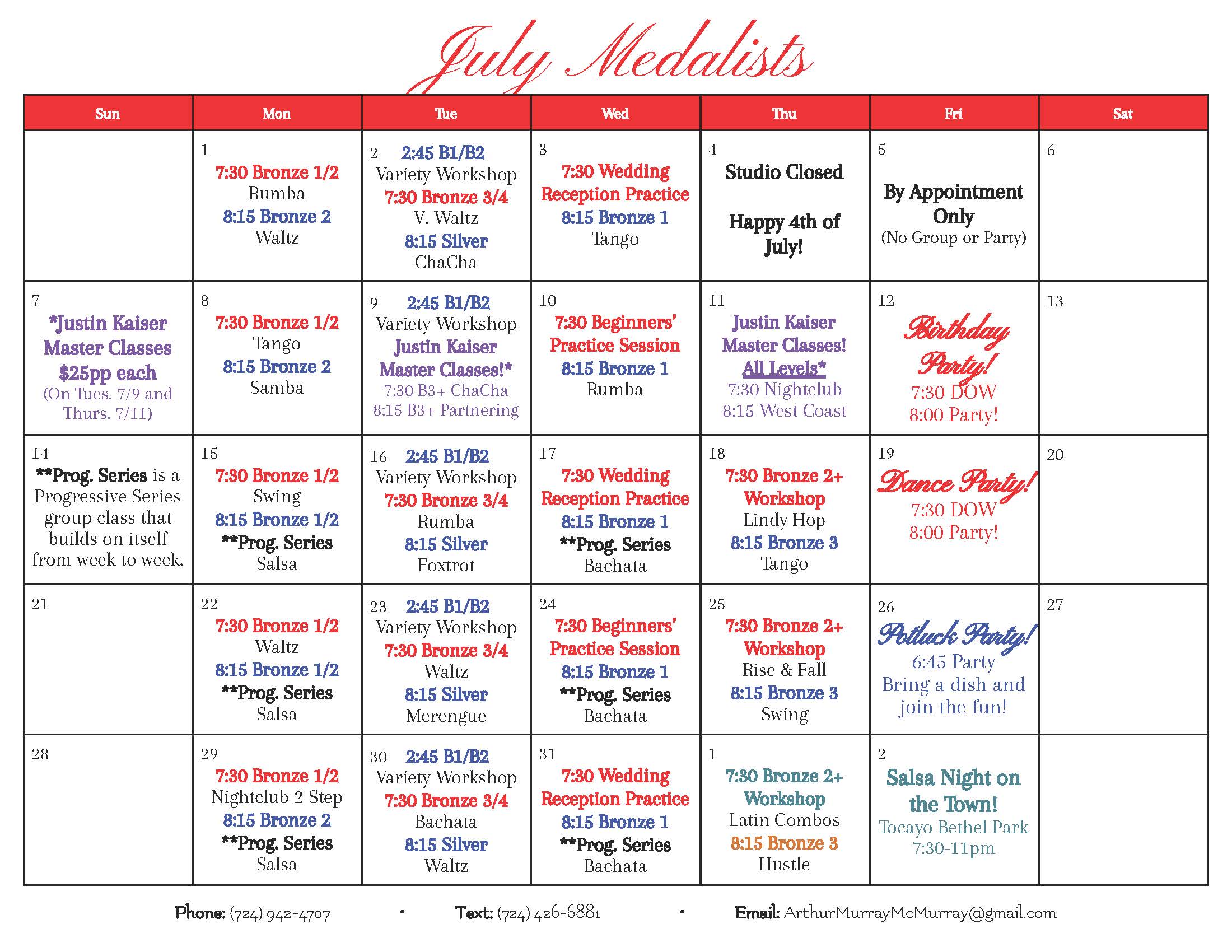 Studio Calendar - Arthur Murray McMurray